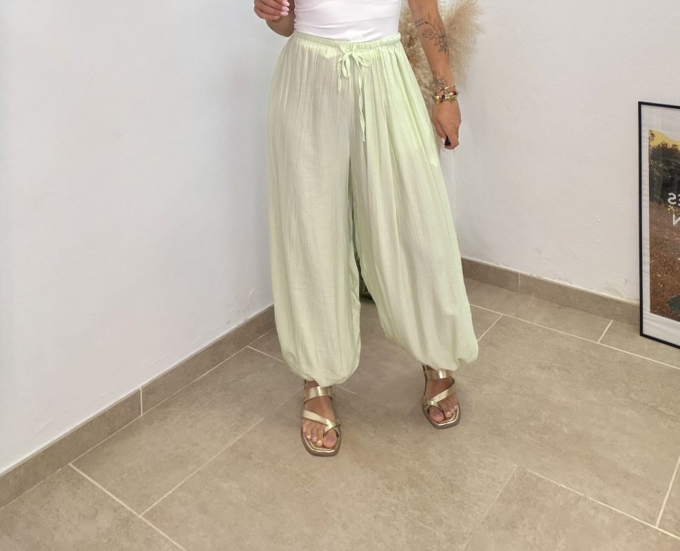 Pantalón globo puño liso - Verde menta - Coral shop